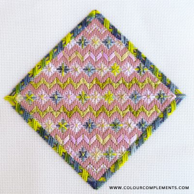 NEEDLEPOINT STITCH SAMPLE with Colour Complements threads