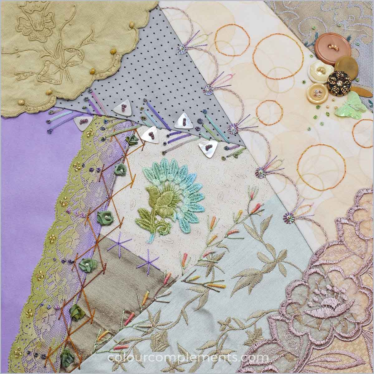 Crazy Quilting Project - Hand Embroidery - Colour Complements