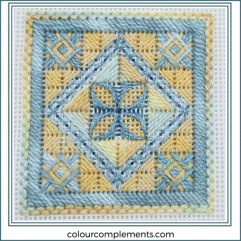 NEEDLEPOINT STITCH SAMPLER - hand dyed threads