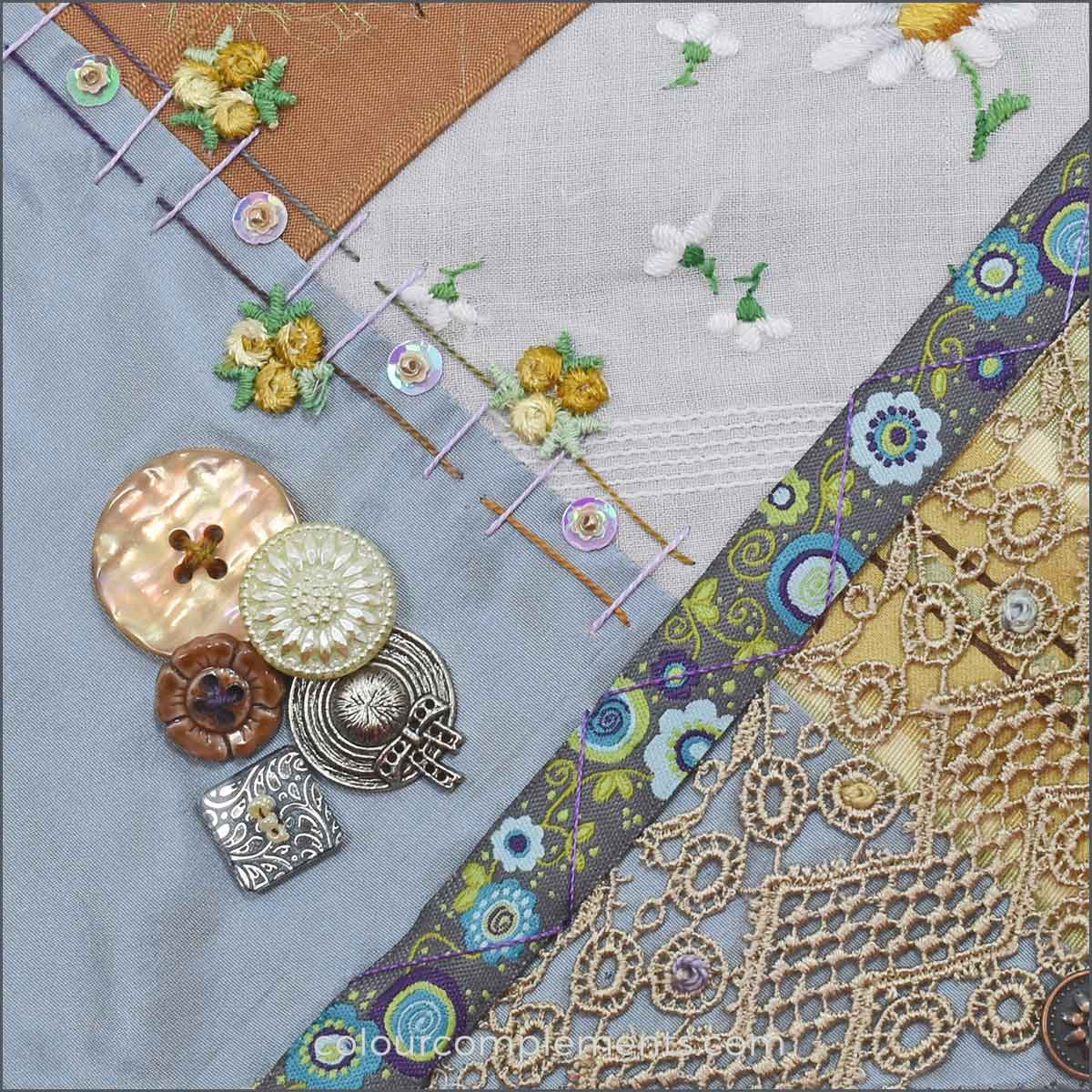 Button Clusters | Crazy Quilting - Colour Complements