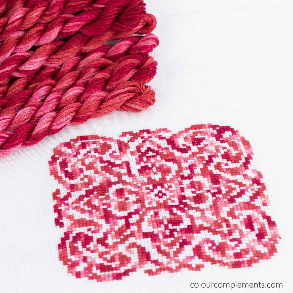 Bold Ornate Cherry Red Cross-Stitch | Colour Complements