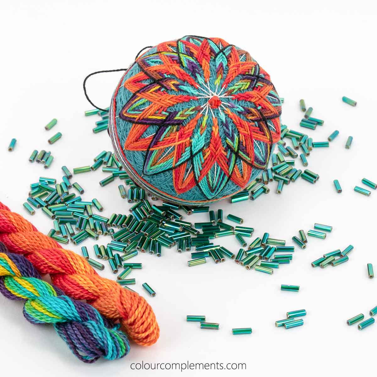 Barbara Seuss Inpsired Temari Ball | Blue Arrows |Colour Complements