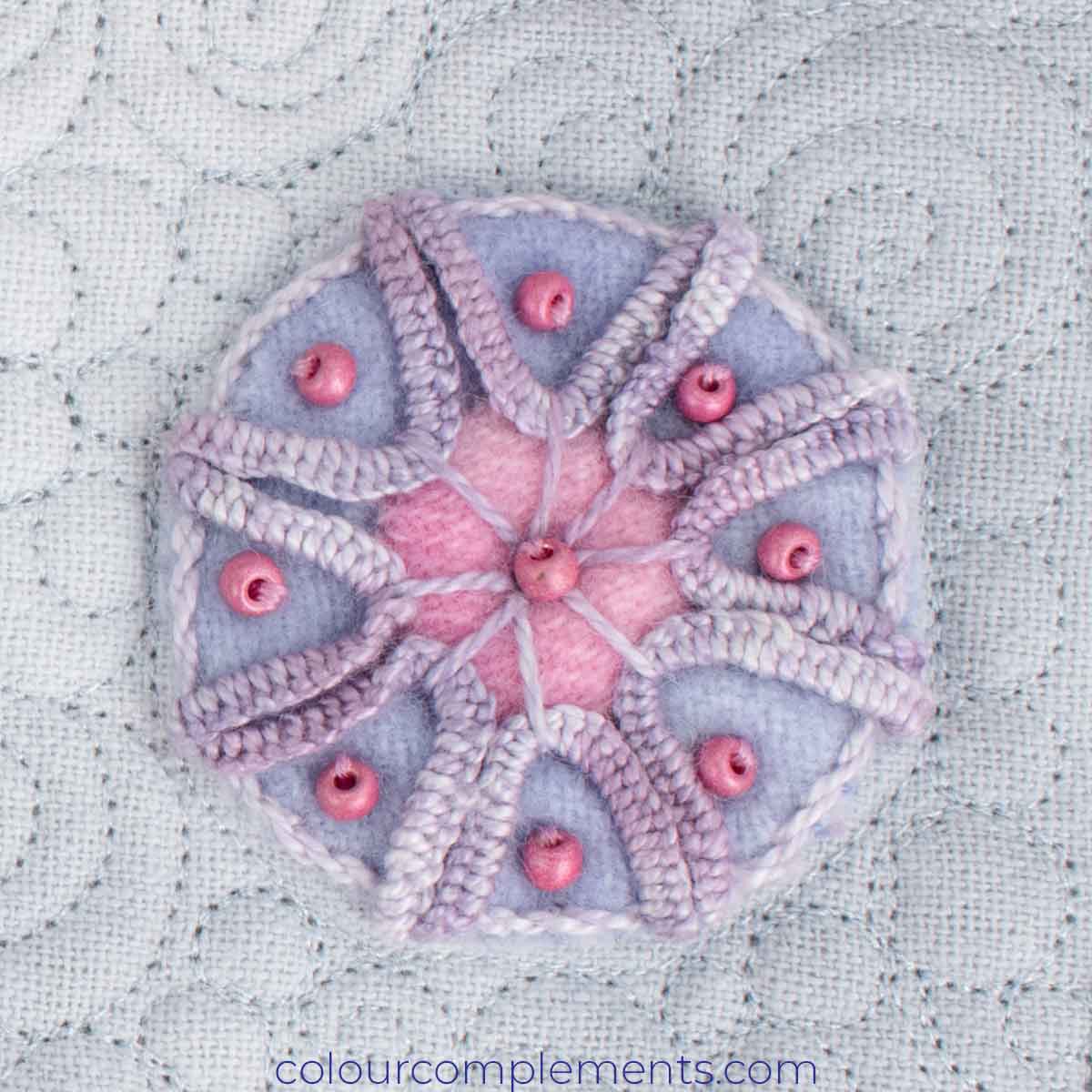 Beautiful Beading On A Lavender Wool Circle |Colour Complements