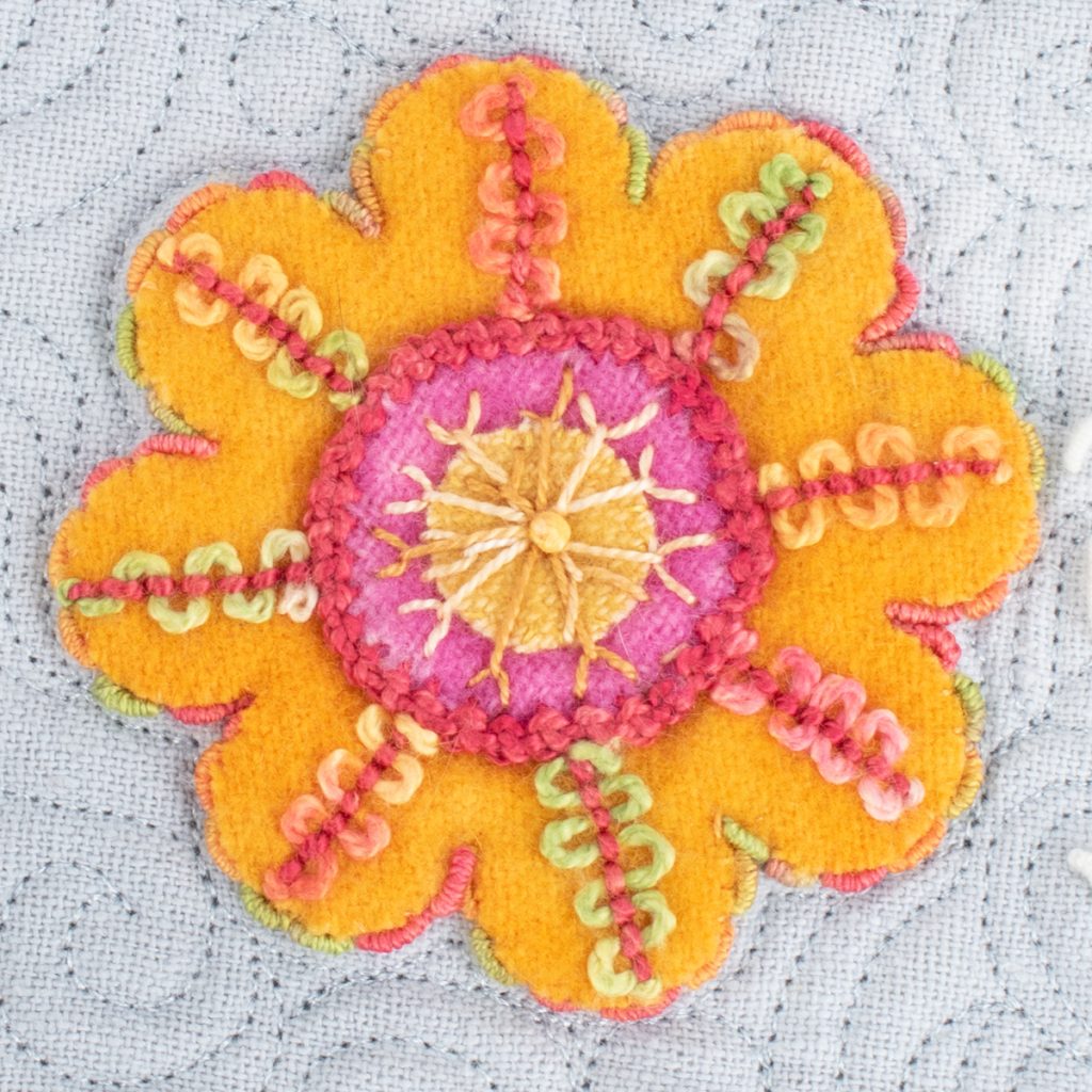 WOOL APPLIQUE using hand dyed embroidery threads from Colour Complements